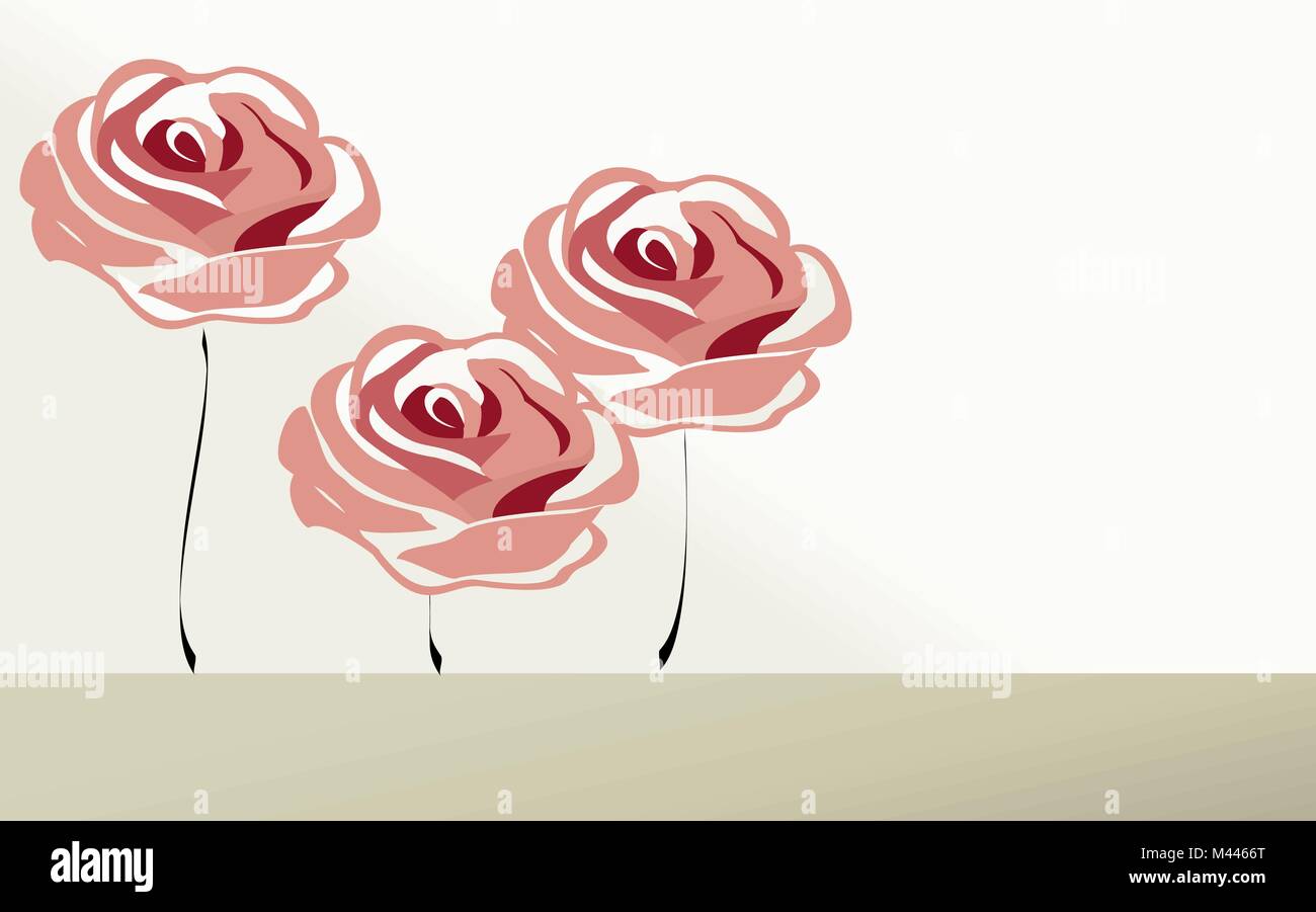 Romantic pink roses Stock Vector Images - Alamy