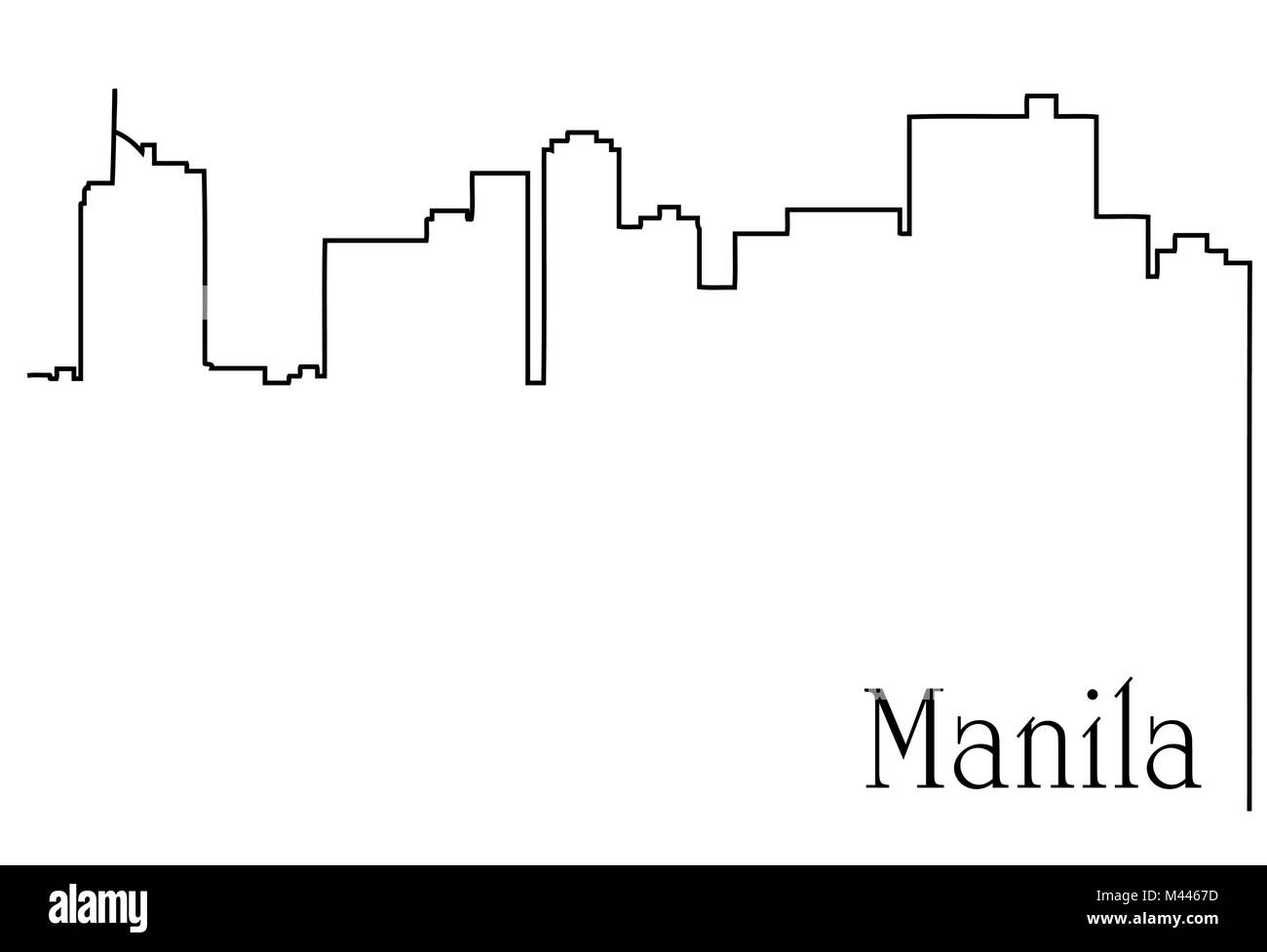 Manila city one line drawing abstract background with metropolis ...