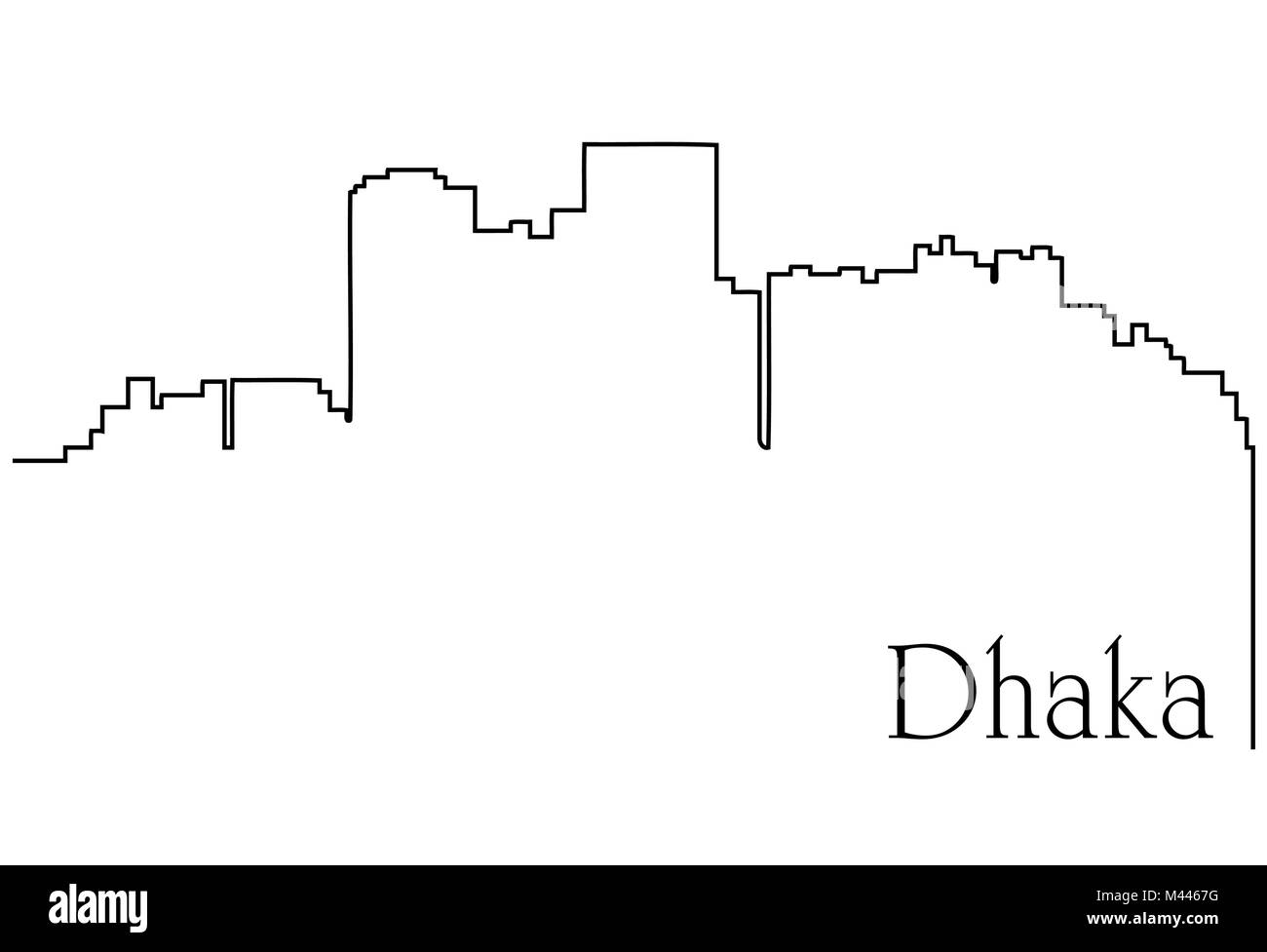 Dhaka city one line drawing abstract background with metropolis ...