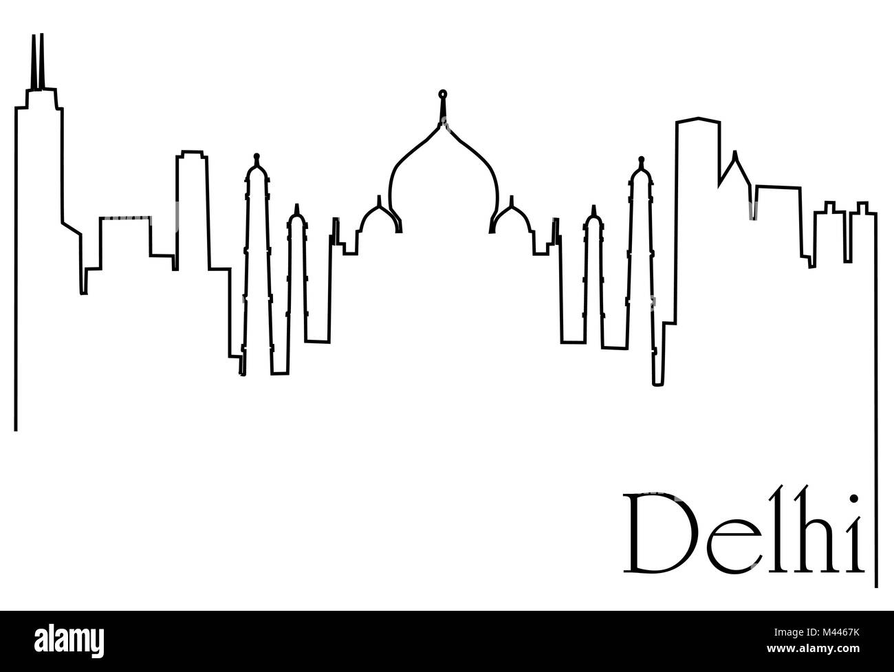 Delhi city one line drawing abstract background with metropolis ...