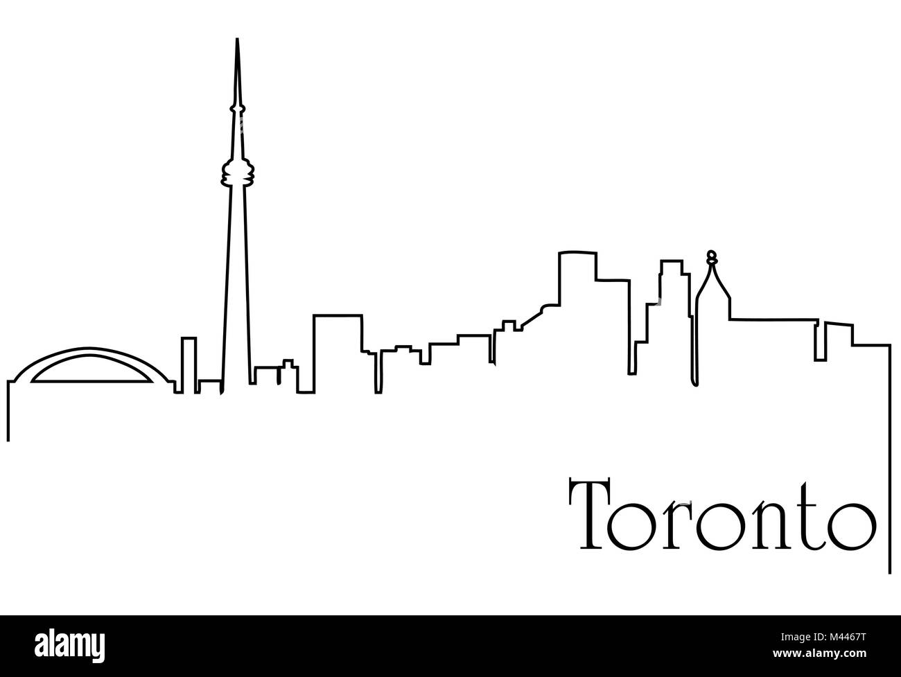 Toronto city one line drawing abstract background with metropolis ...