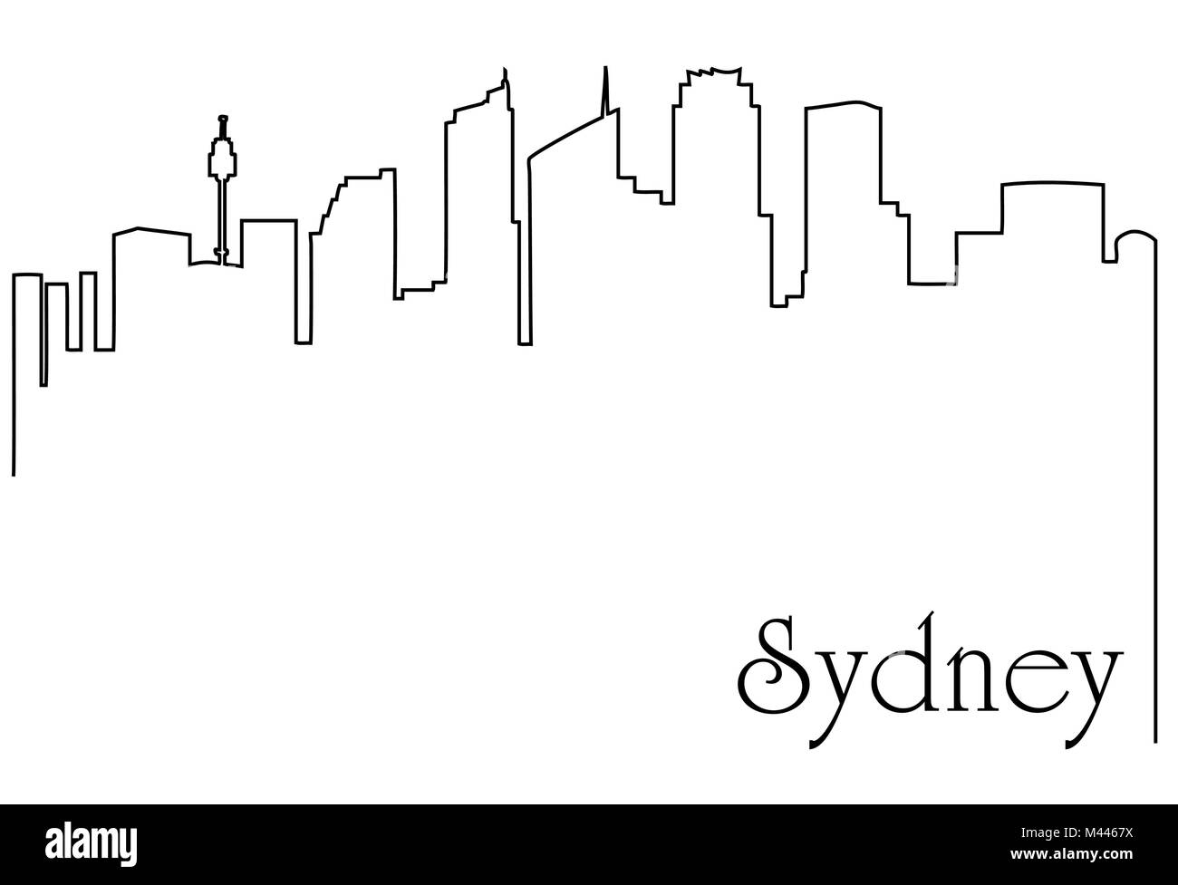 Sydney city one line drawing abstract background with metropolis ...