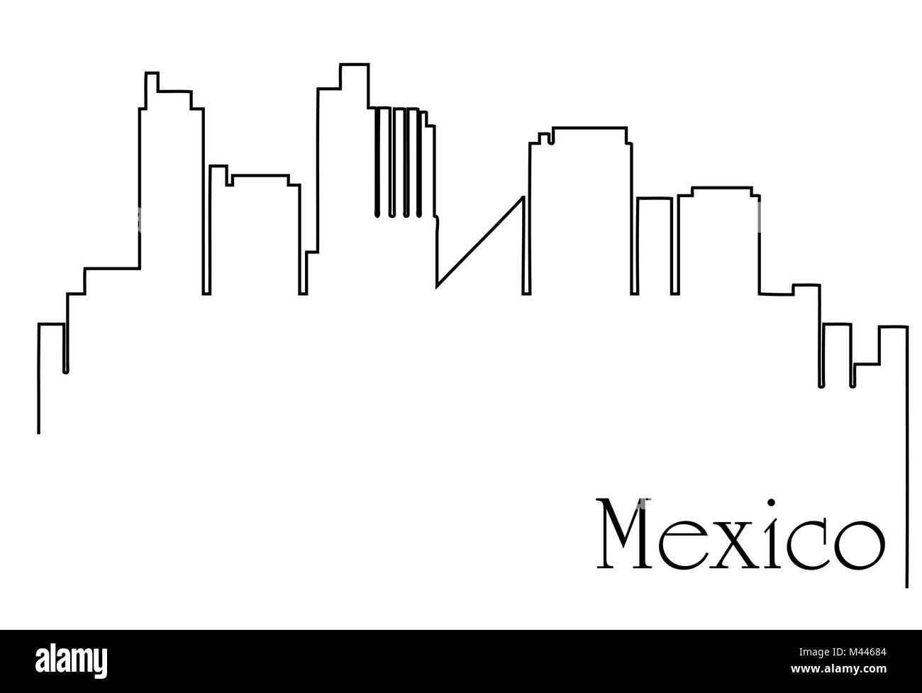 Mexico city one line drawing abstract background with metropolis ...