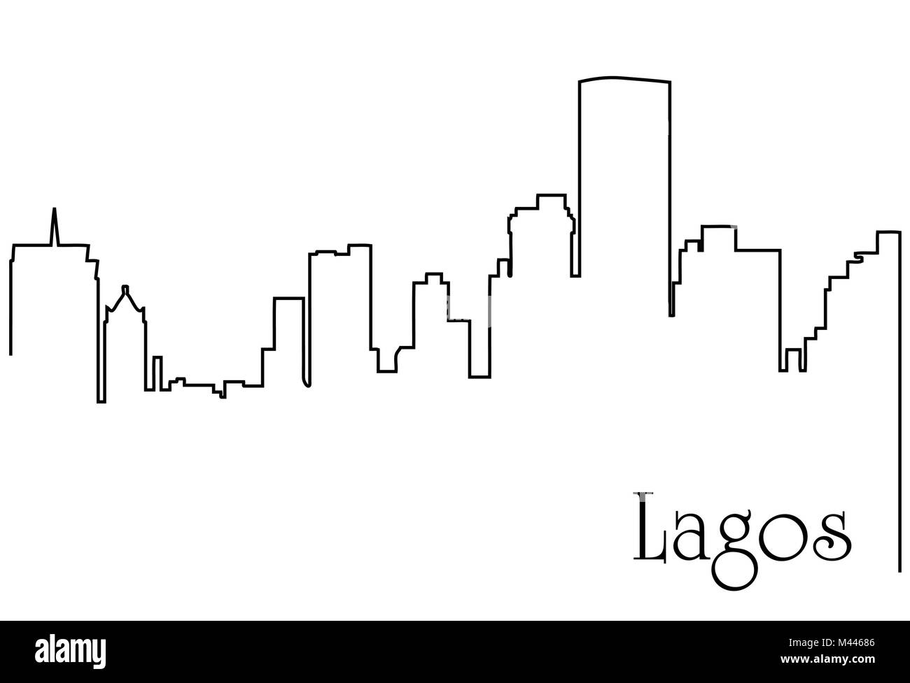 Lagos city one line drawing abstract background with metropolis ...