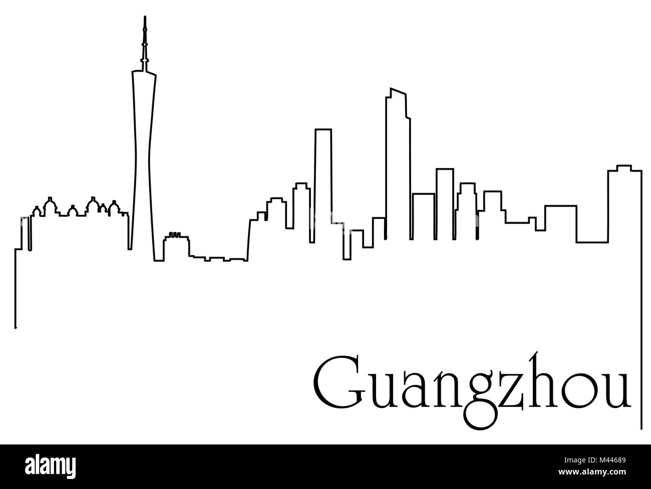 Guangzhou city one line drawing abstract background with metropolis ...