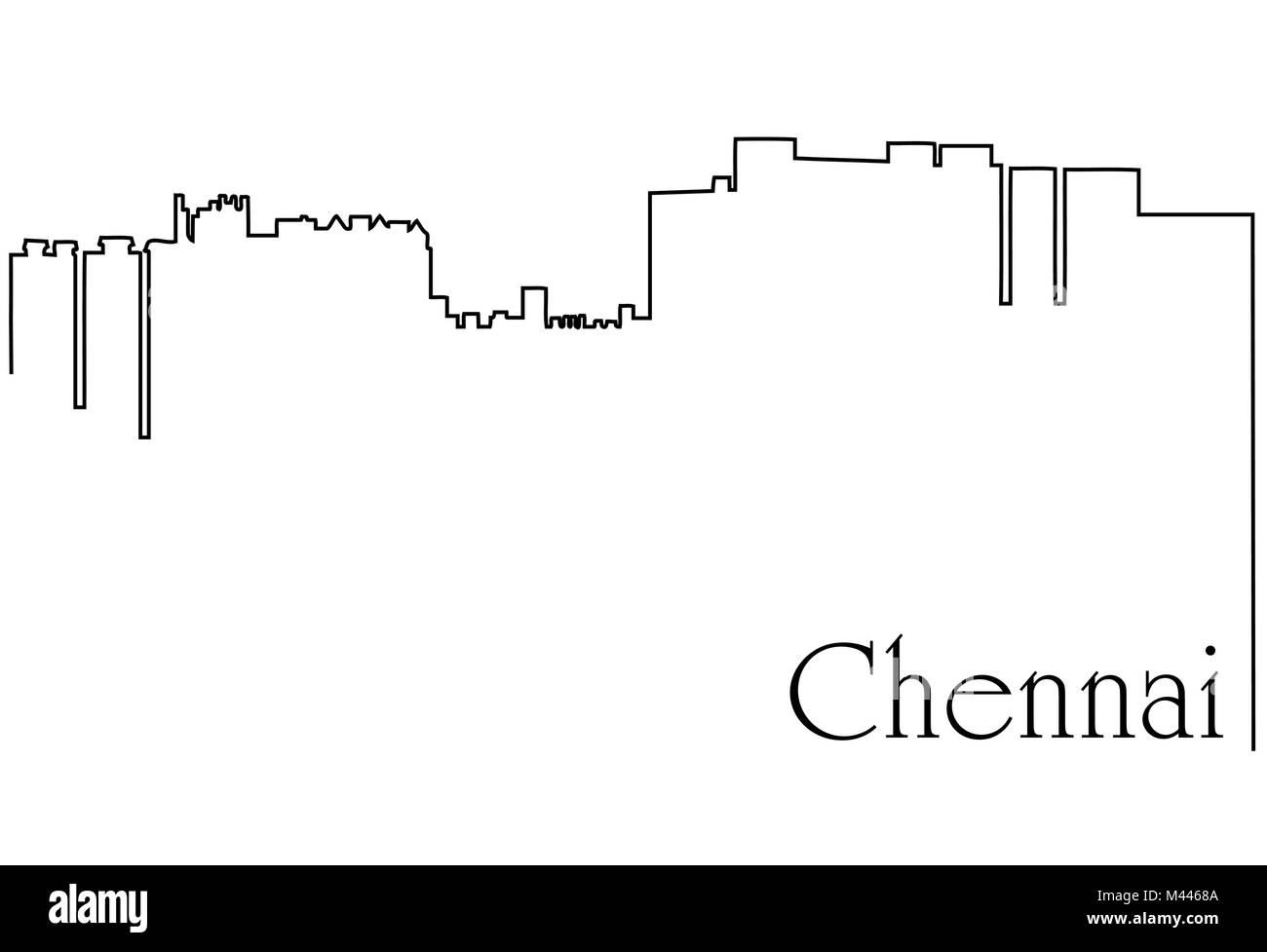 Chennai city one line drawing abstract background with metropolis ...