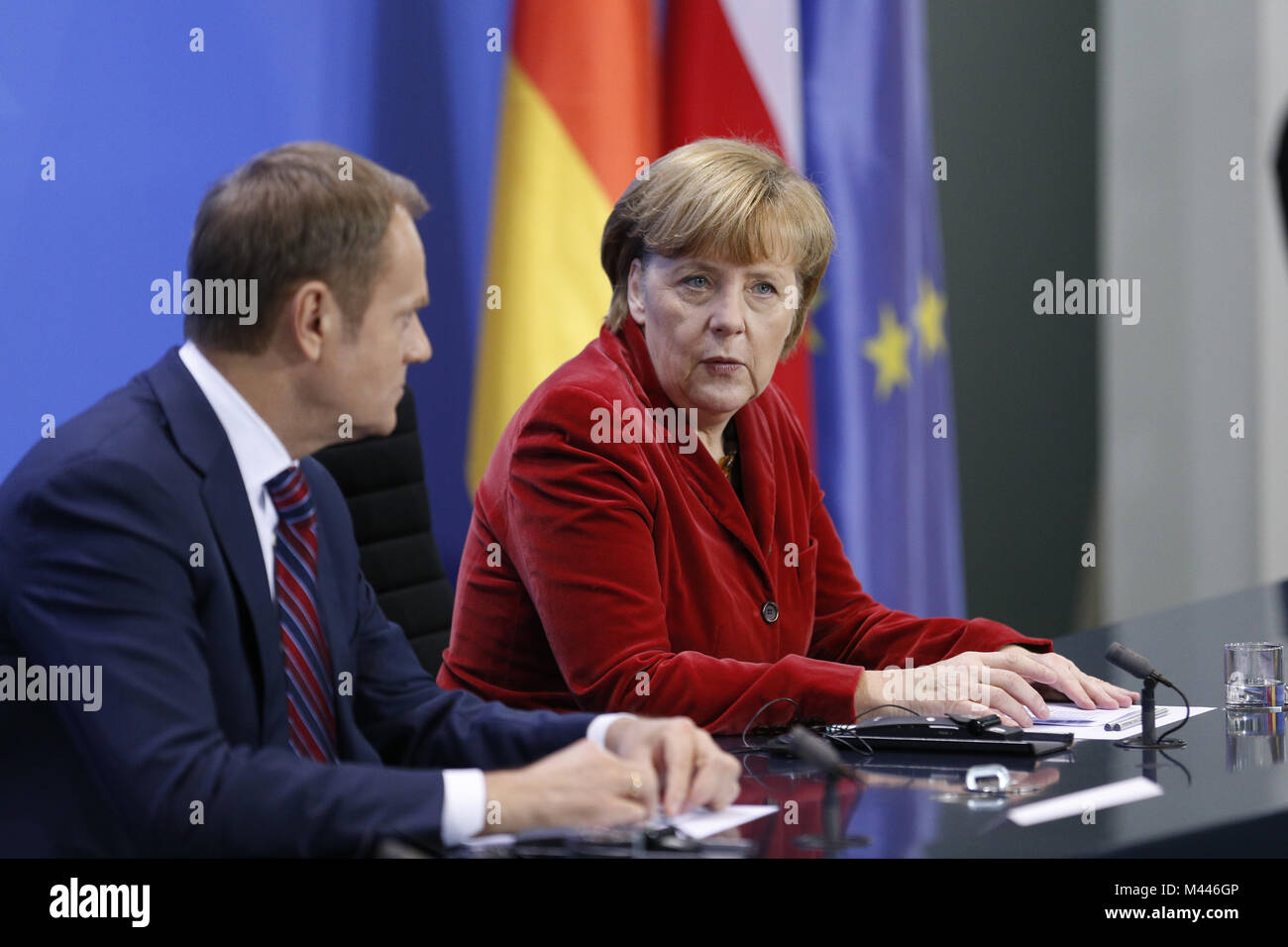 Polish Prime Minister Donald Tusk meets Merkel in Berlin Stock Photo ...