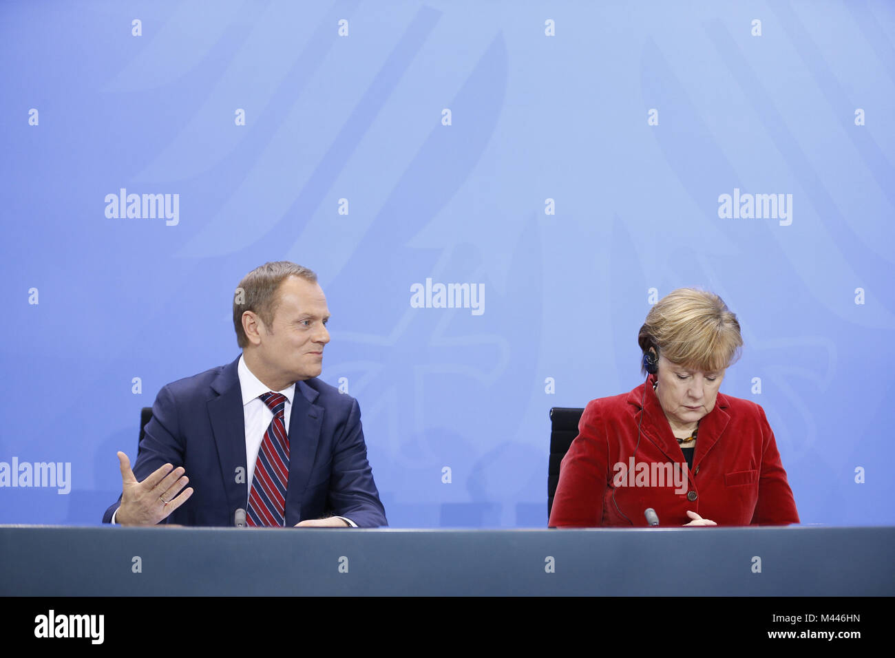 Polish Prime Minister Donald Tusk meets Merkel in Berlin Stock Photo ...