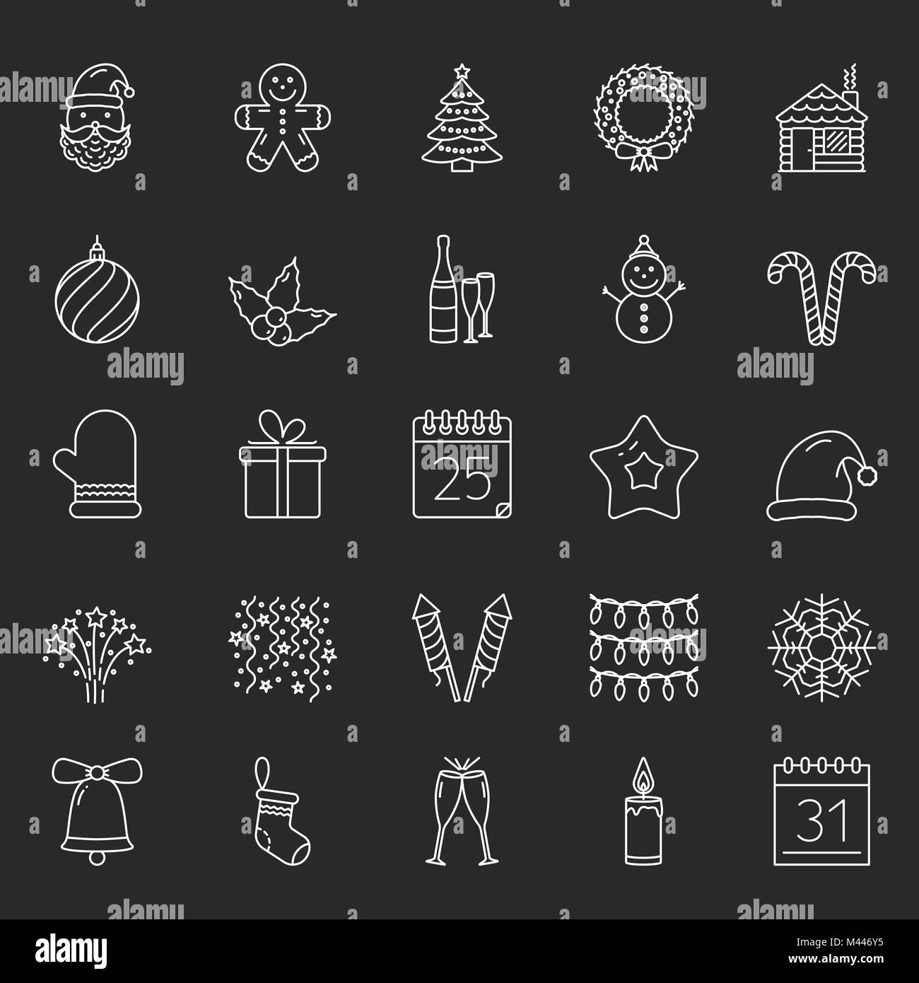 Snowflake christmas thin line Black and White Stock Photos & Images - Alamy