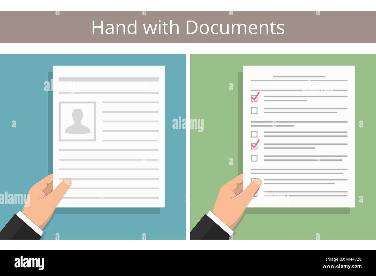Hand holding white paper with text - document, contract, agreement ...