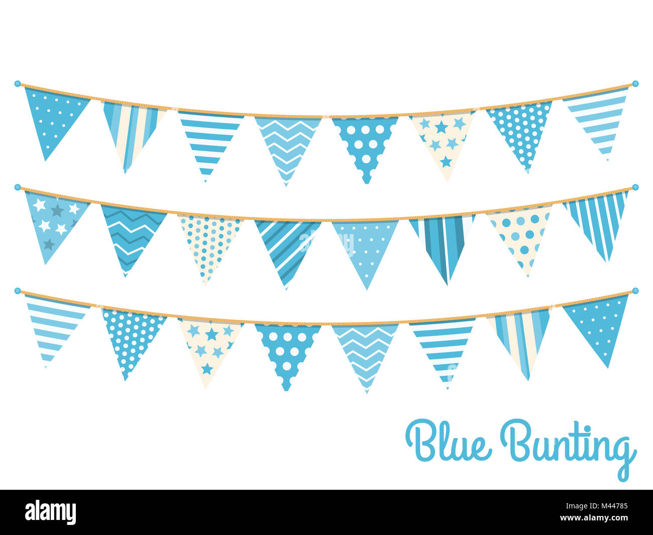 Blue bunting, design elements for decoration of greetings cards ...