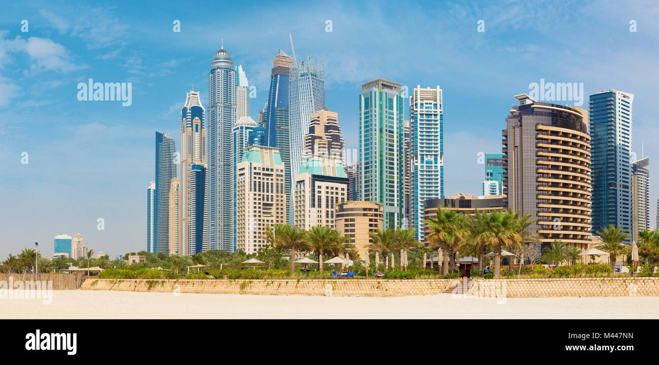 Subai - The Marina towers from the beach Stock Photo - Alamy