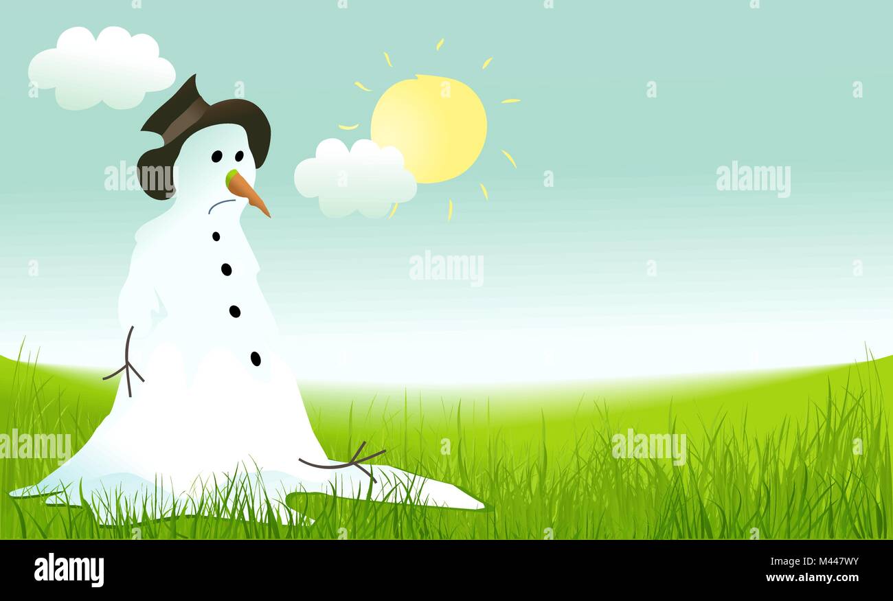 Hello spring background with sad snowman Stock Vector Image & Art - Alamy
