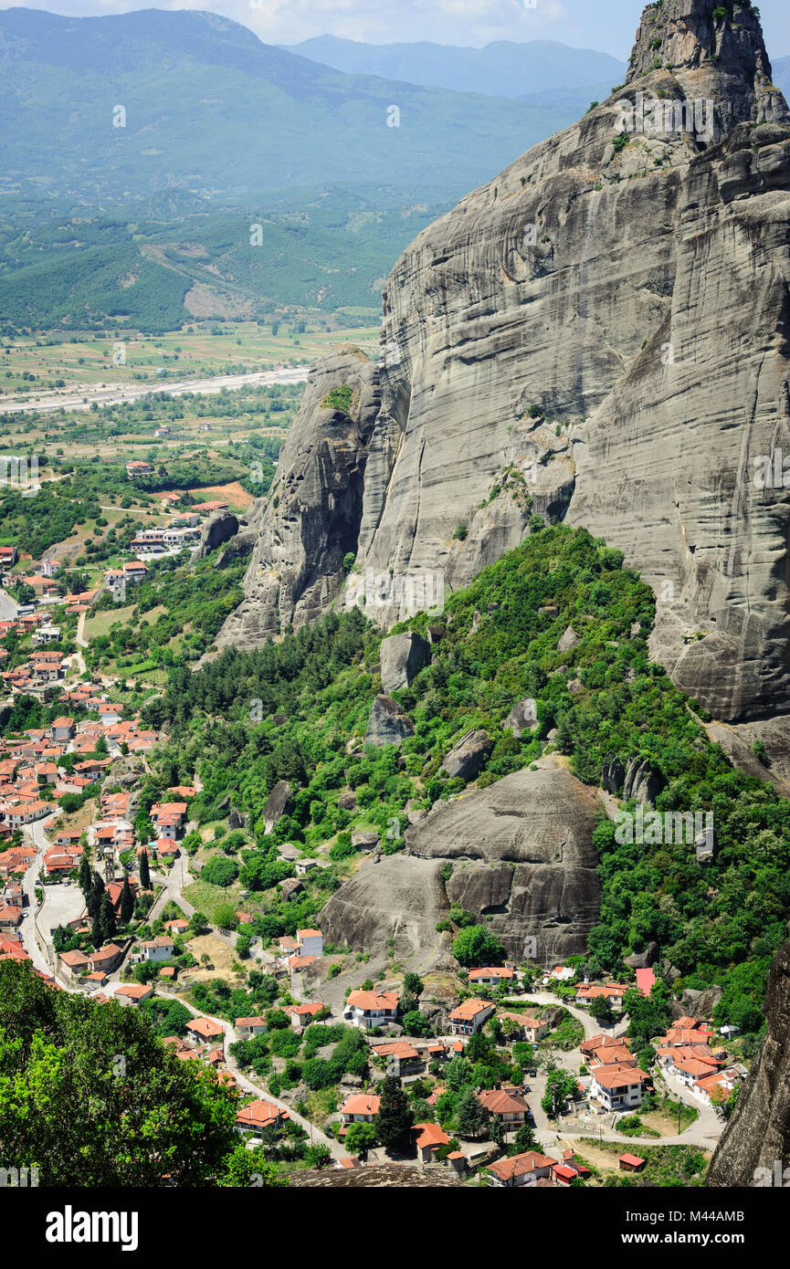 Kalambaka town view from Meteora rocks, Greece Stock Photo - Alamy