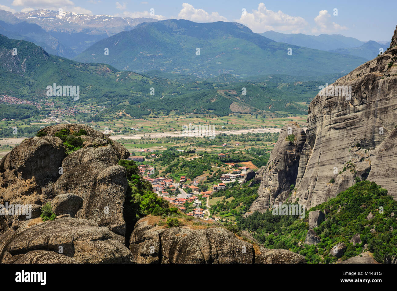 Kalabaka town view from Meteora rocks, Greece Stock Photo - Alamy