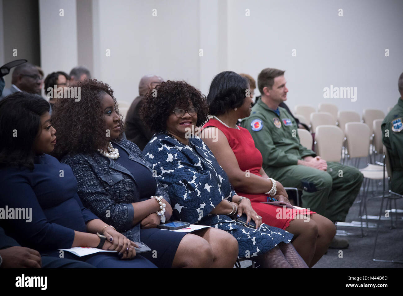 Audience members listen to Maj. Gen. Mark Brown, Air Education and ...