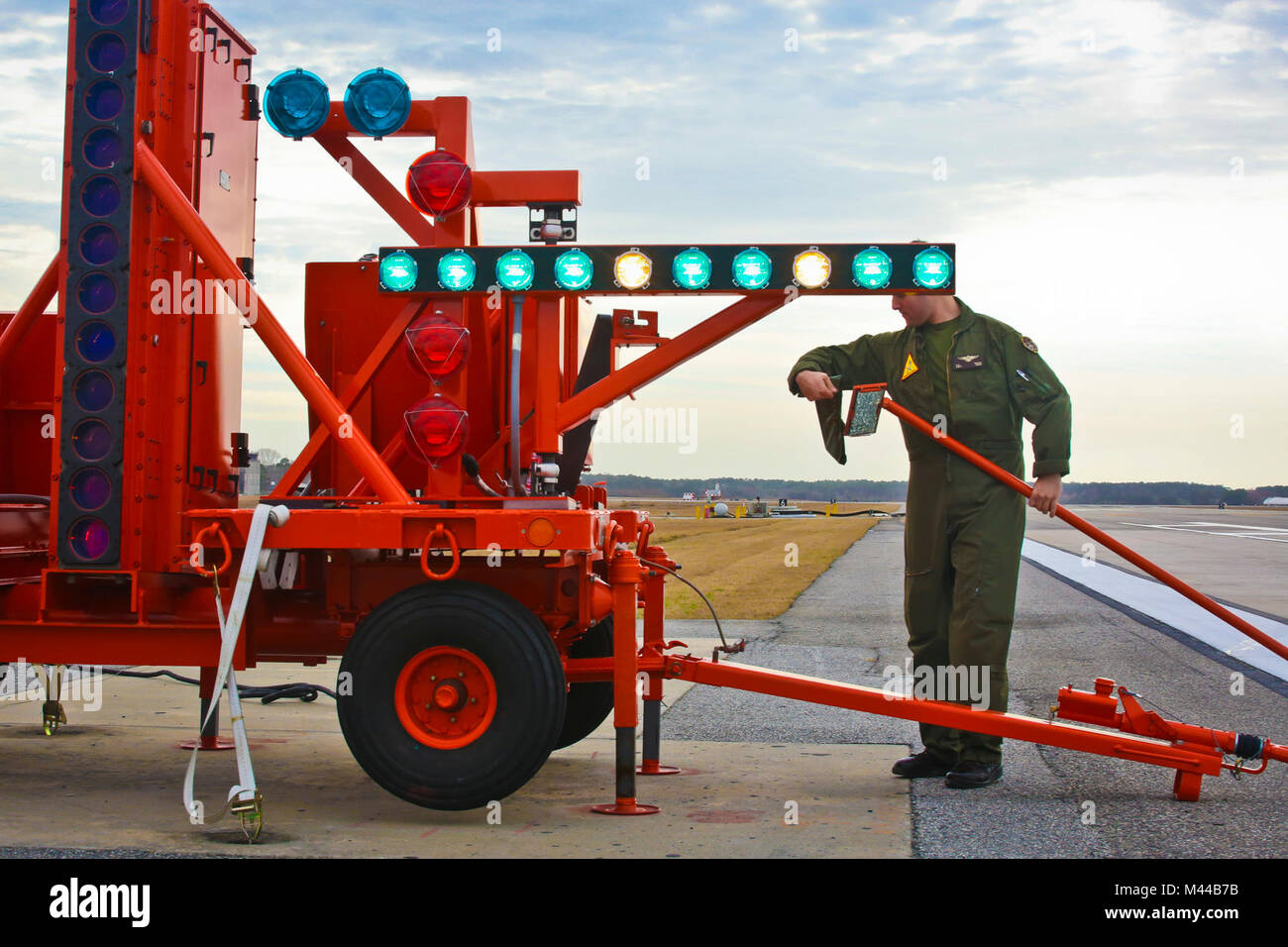 A Landing Safety Officer prepares equipment for Field Carrier Landing ...