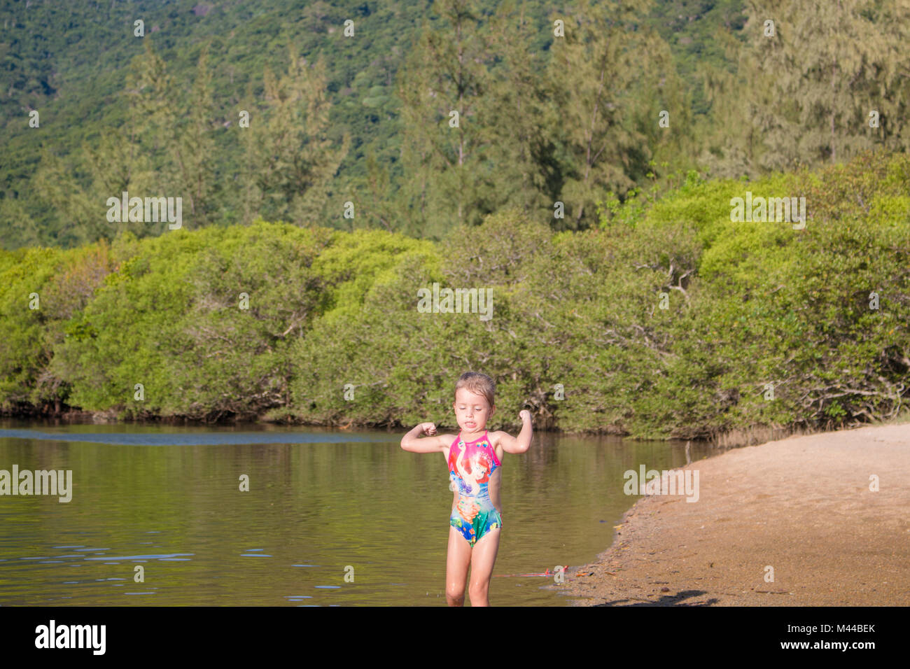 Indian girl playing in river hi-res stock photography and images - Alamy