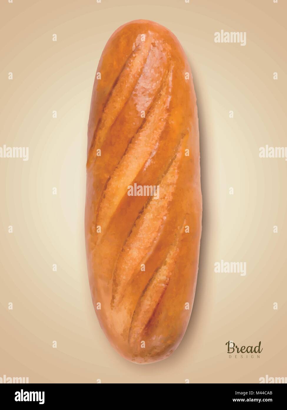 Realistic french bread, delicious bread design elements in 3d ...