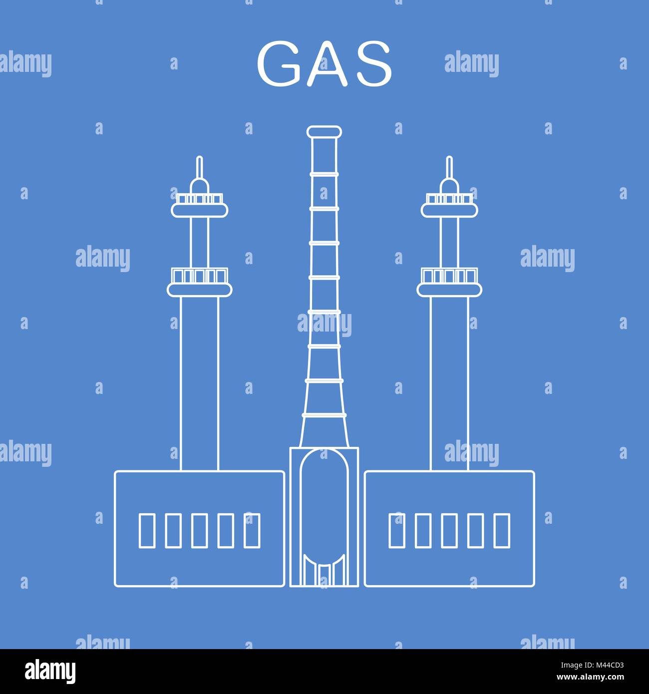 Gas processing plant. Industrial theme. Design for announcement ...