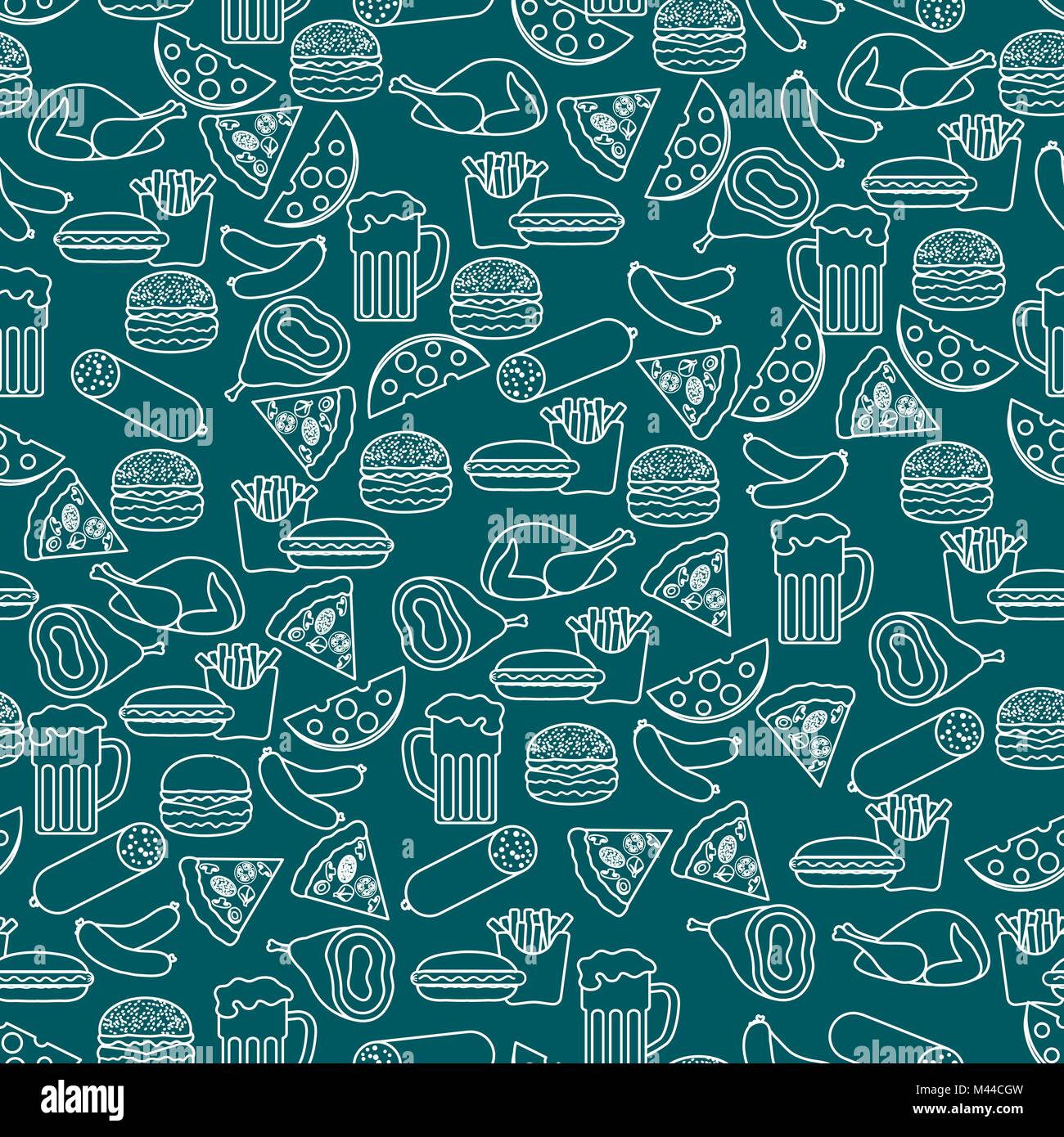 Seamless pattern with different foods. Design for banner and print ...