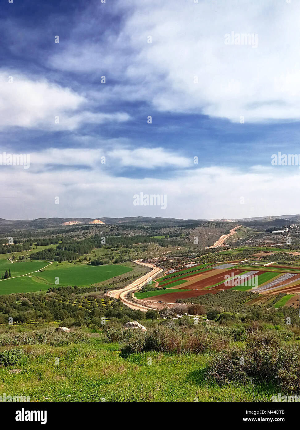 Beautiful landscape in Israel with roads, fields and hills Stock Photo ...
