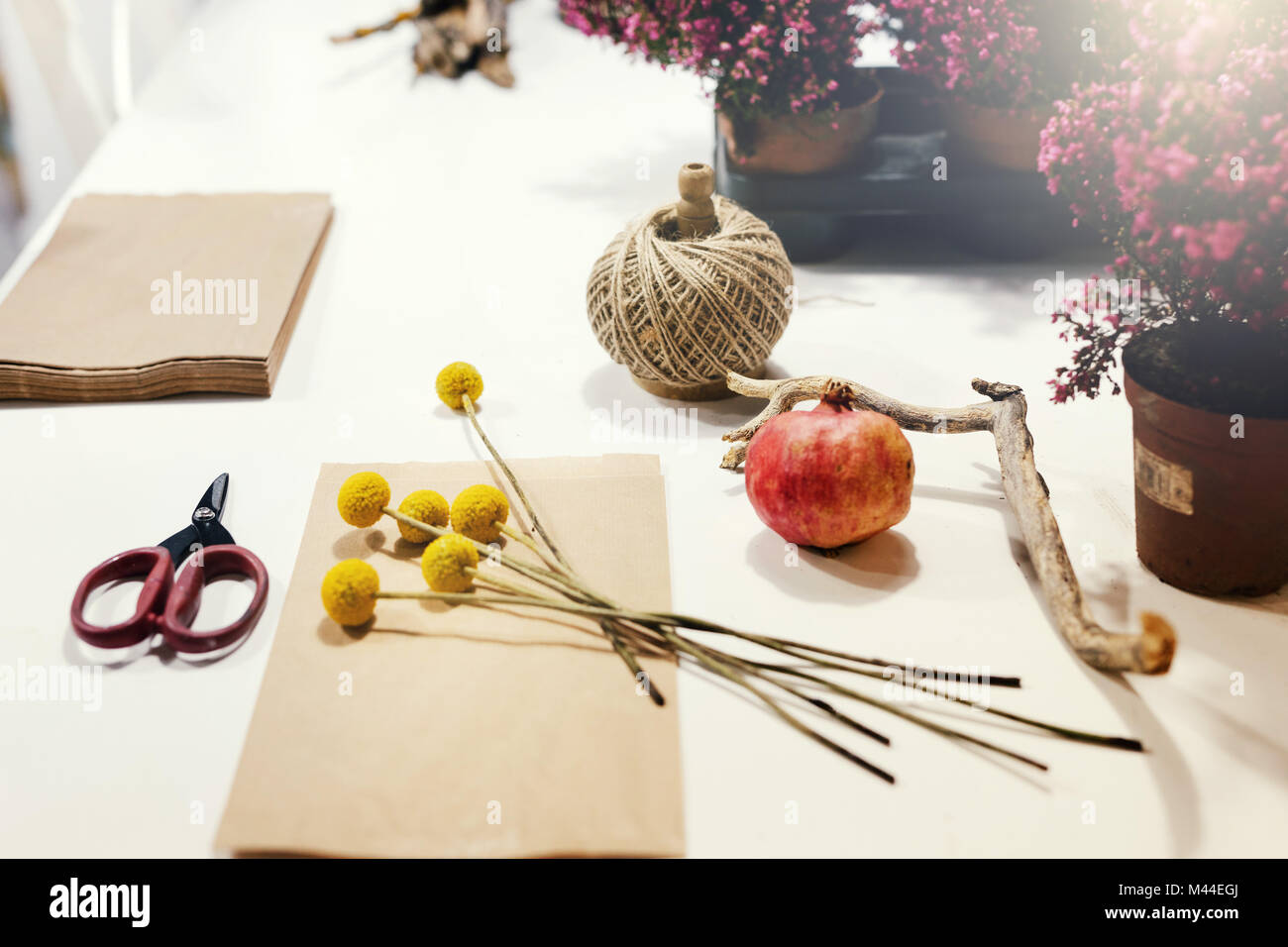 Composed objects for handicraft arrangement Stock Photo - Alamy