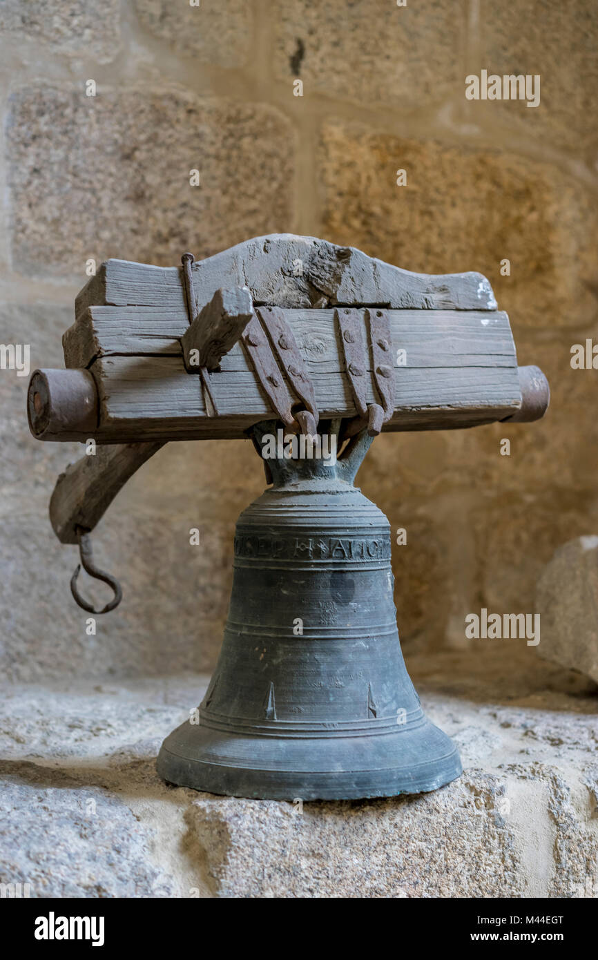 Sound, church bell inside the Cathedral of Ourense in Spain. Gothic ...