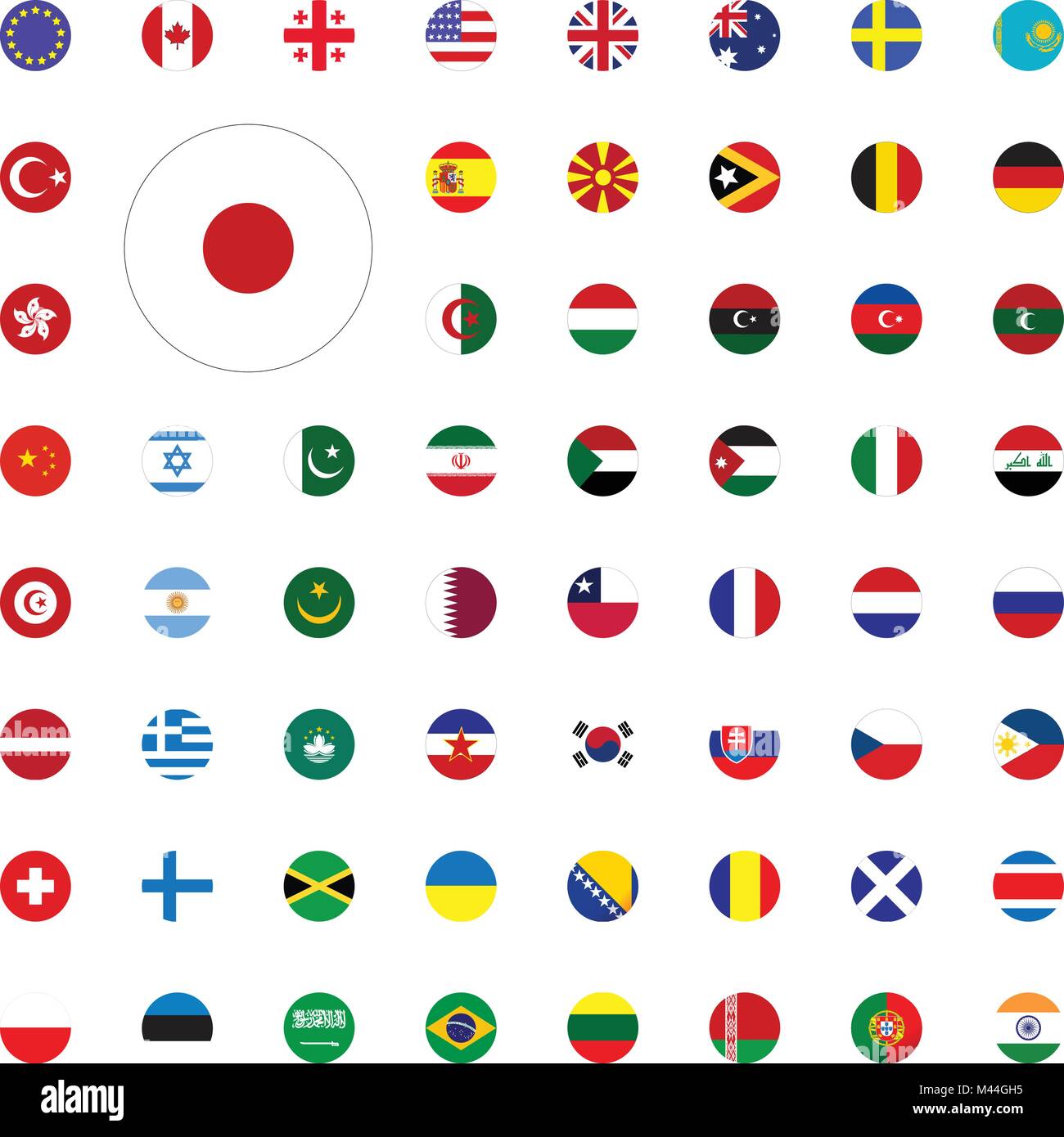 Japan round flag icon. Round World Flags Vector illustration Icons Set ...