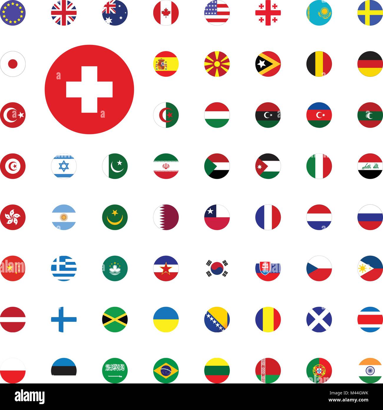 Swiss round flag icon. Round World Flags Vector illustration Icons Set ...