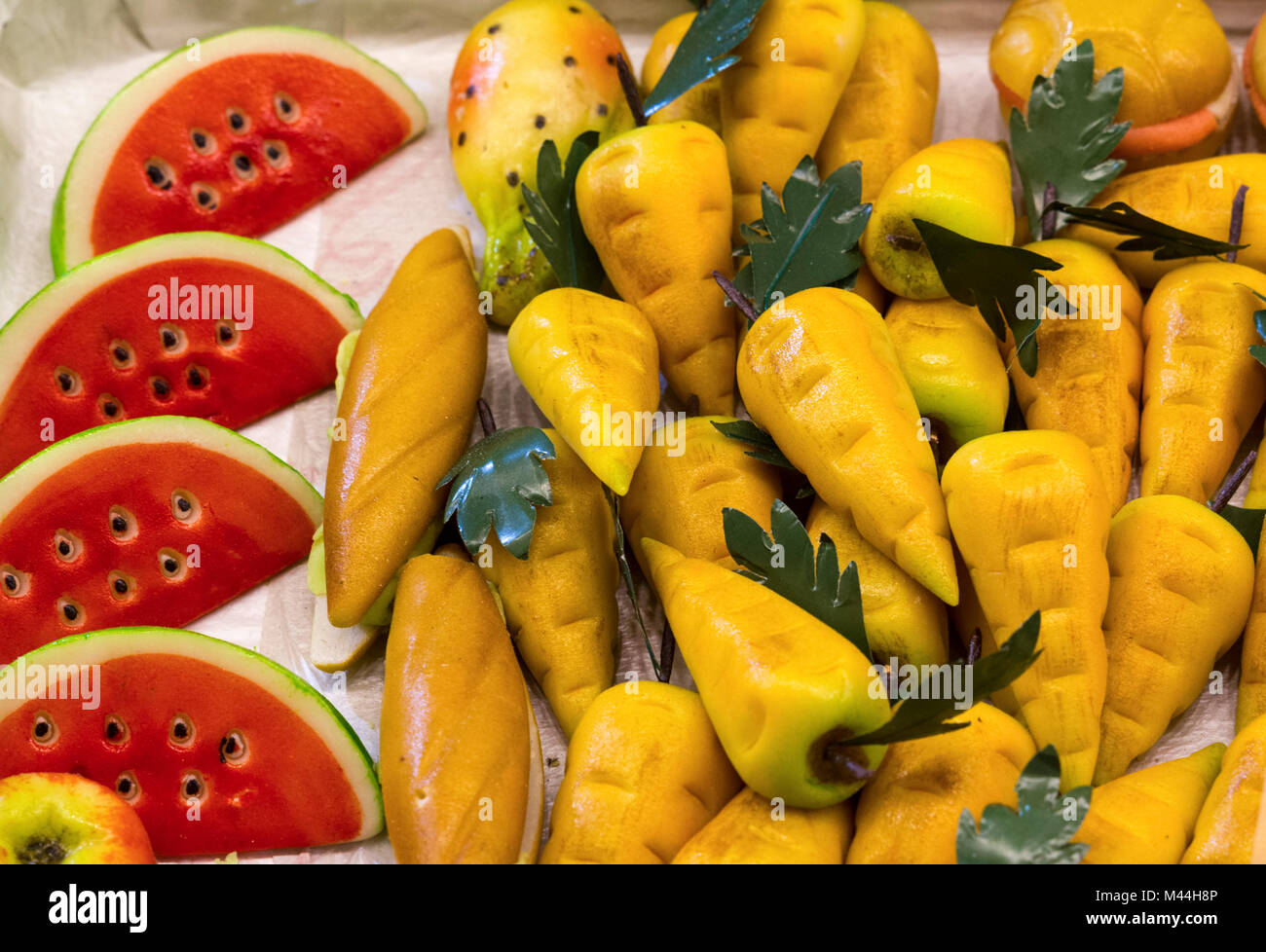 candy vegetables and fruit, melon and carrot Stock Photo - Alamy