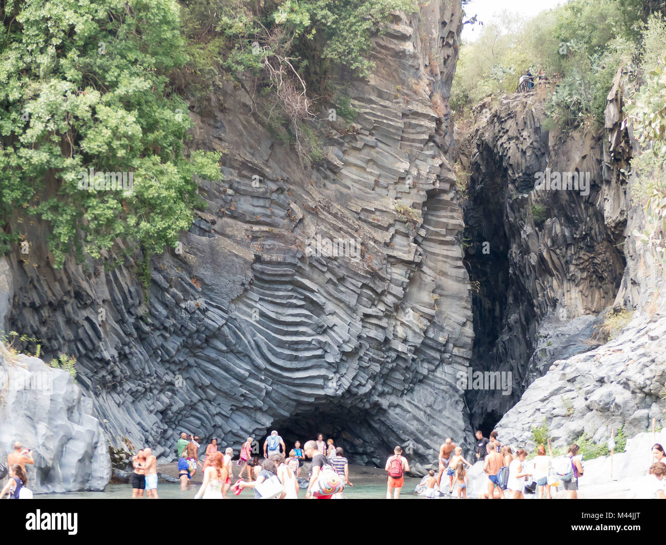 Sicily: columnar basalt rock formations in the Alcantara Gorge near ...