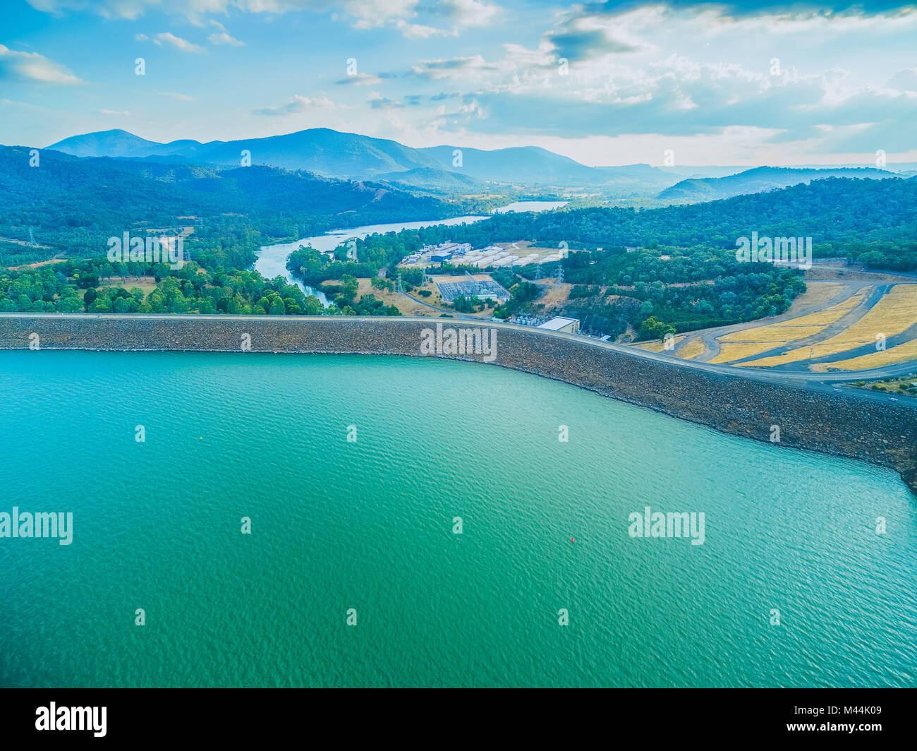 Aerial view of Lake Eildon Dam and Goulburn River. Melbourne, Australia ...