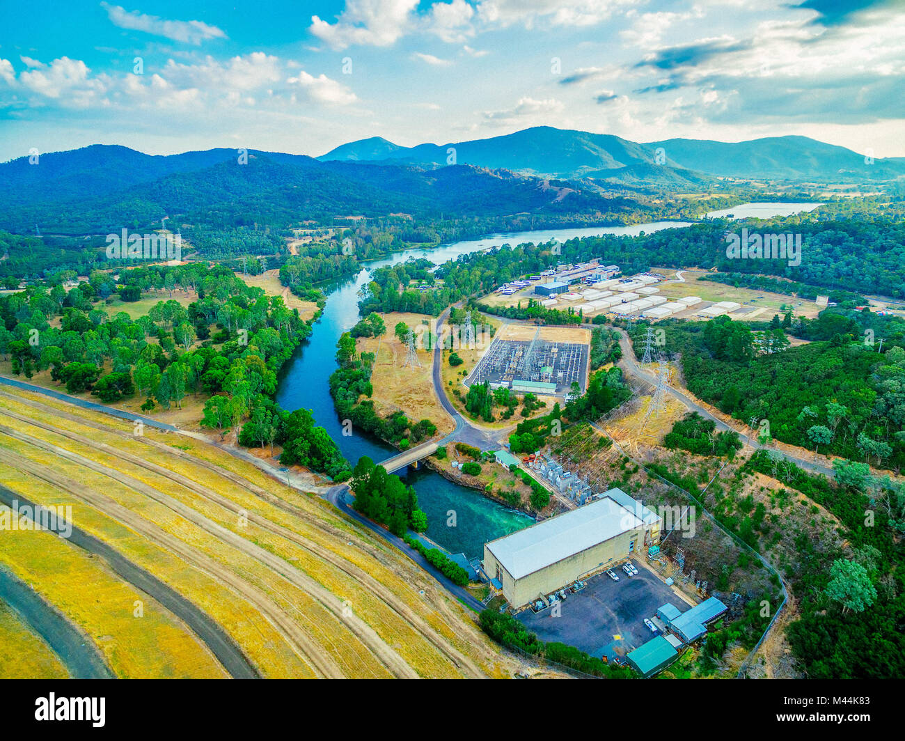 Goulburn River and Lake Eildon Dam - aerial view Stock Photo - Alamy