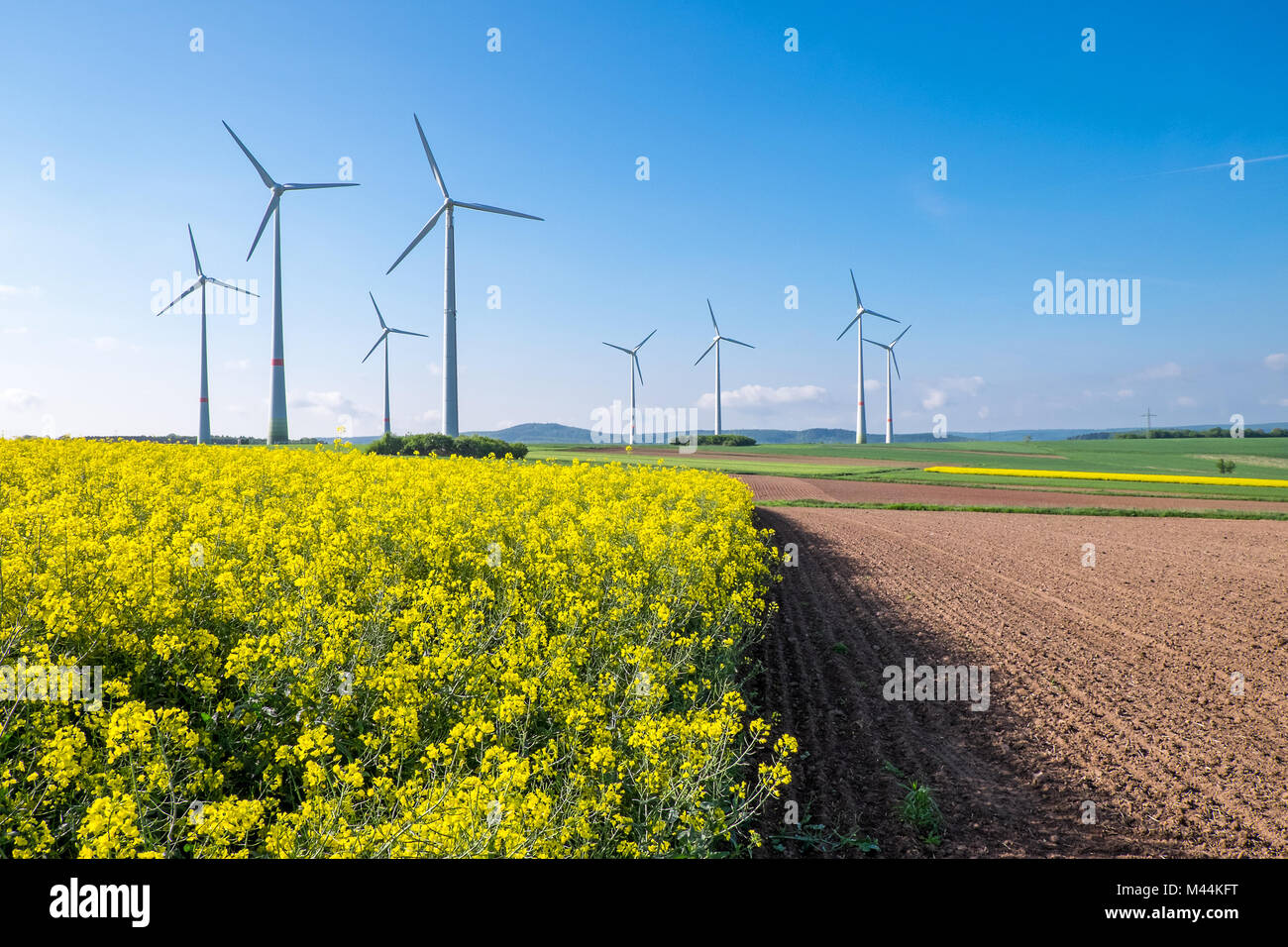 Rural landscape with windwheels seen in Germany Stock Photo - Alamy