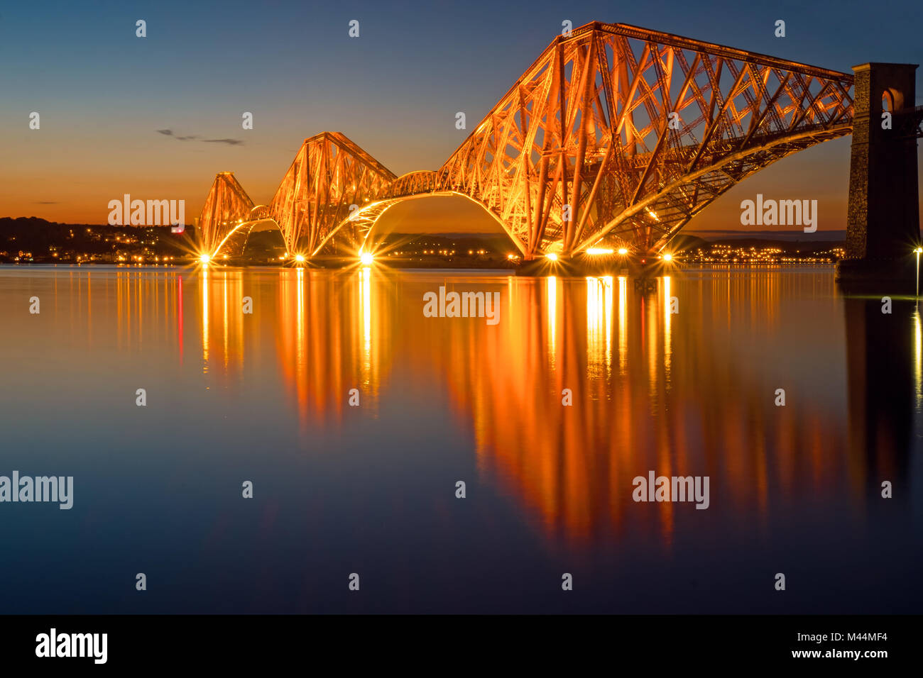 The illuminated Forth rail bridge in Scotland Stock Photo - Alamy