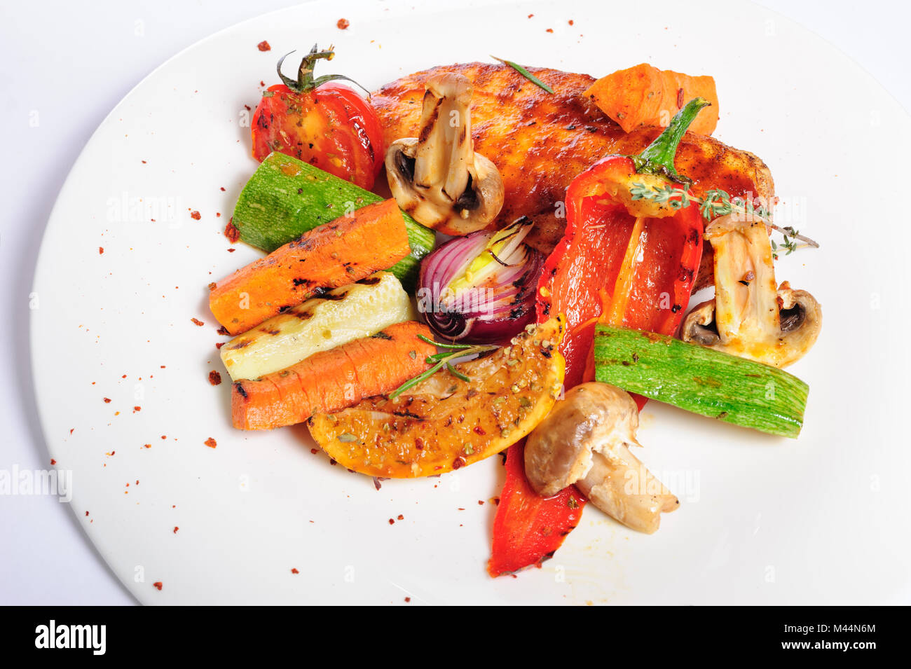 grilled chicken fillet and vegetables Stock Photo - Alamy