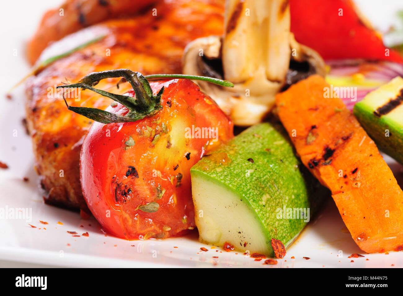 grilled chicken fillet and vegetables Stock Photo - Alamy