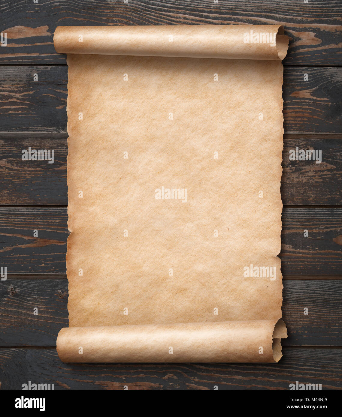 parchment on wood wall 3d illustration Stock Photo - Alamy
