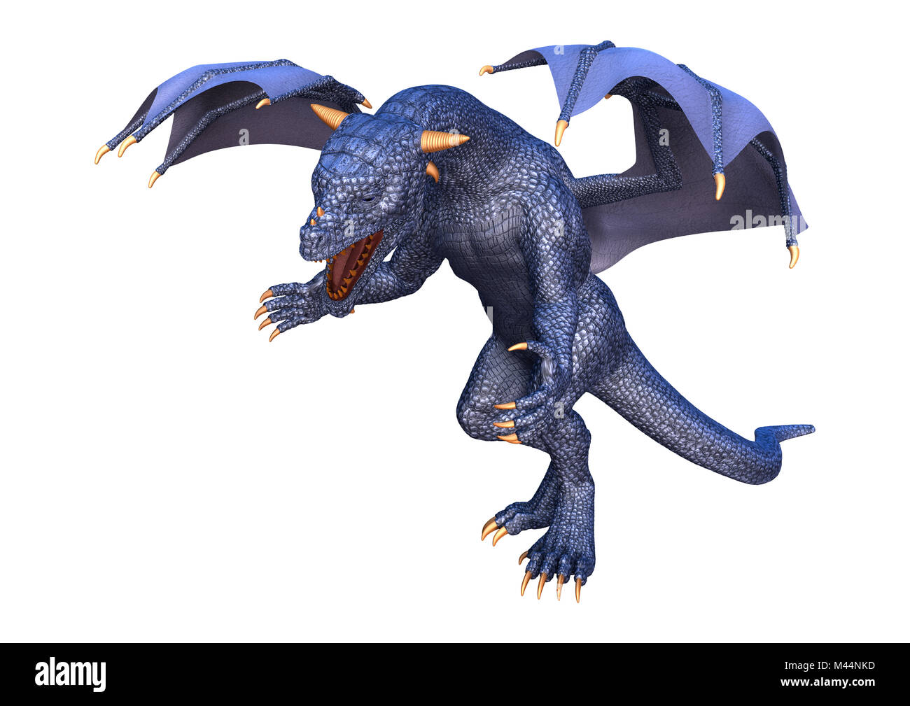 3D rendering of a blue fantasy dragon isolated on white background ...