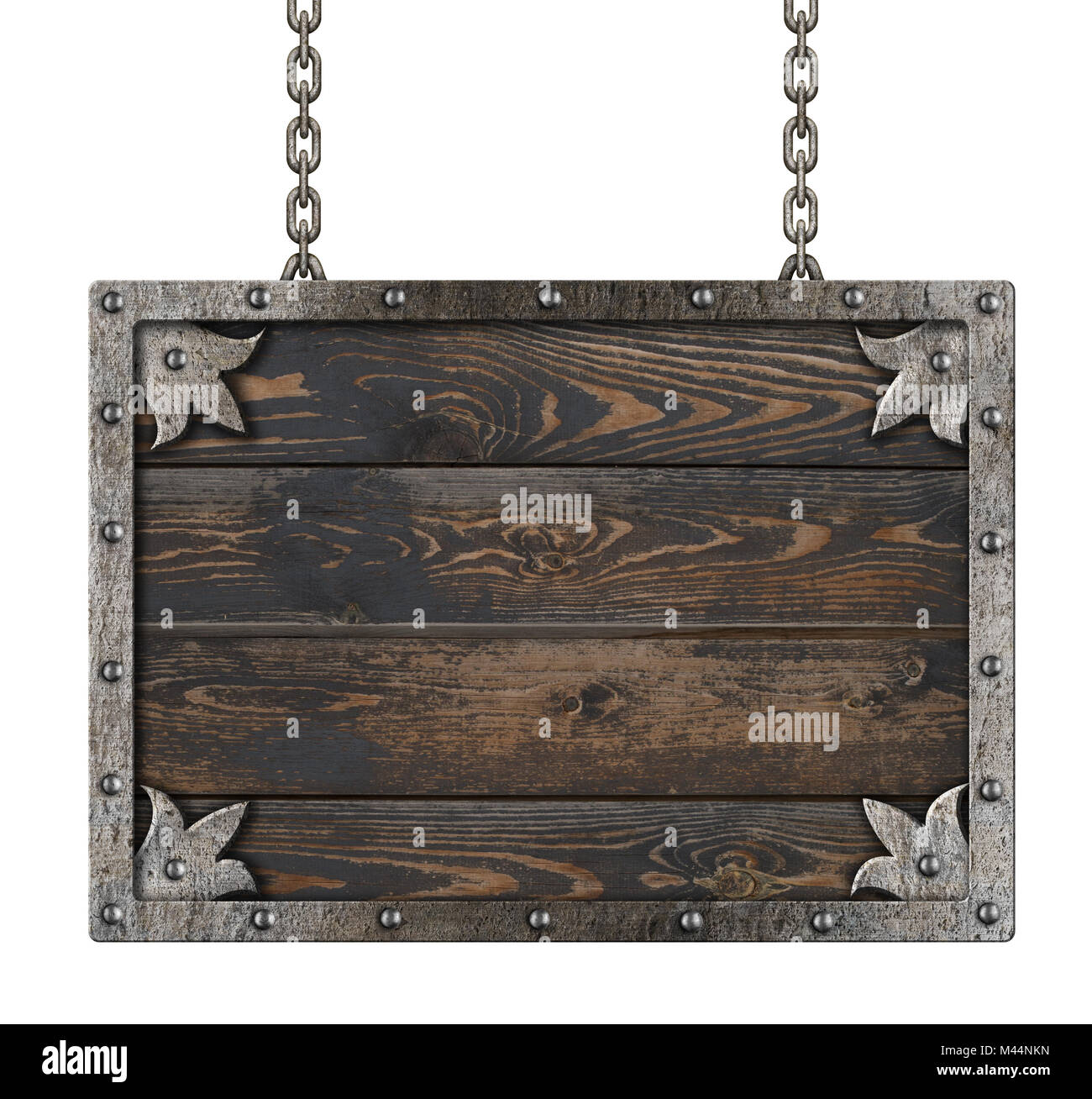 old metal frame with chains 3d illustration Stock Photo - Alamy