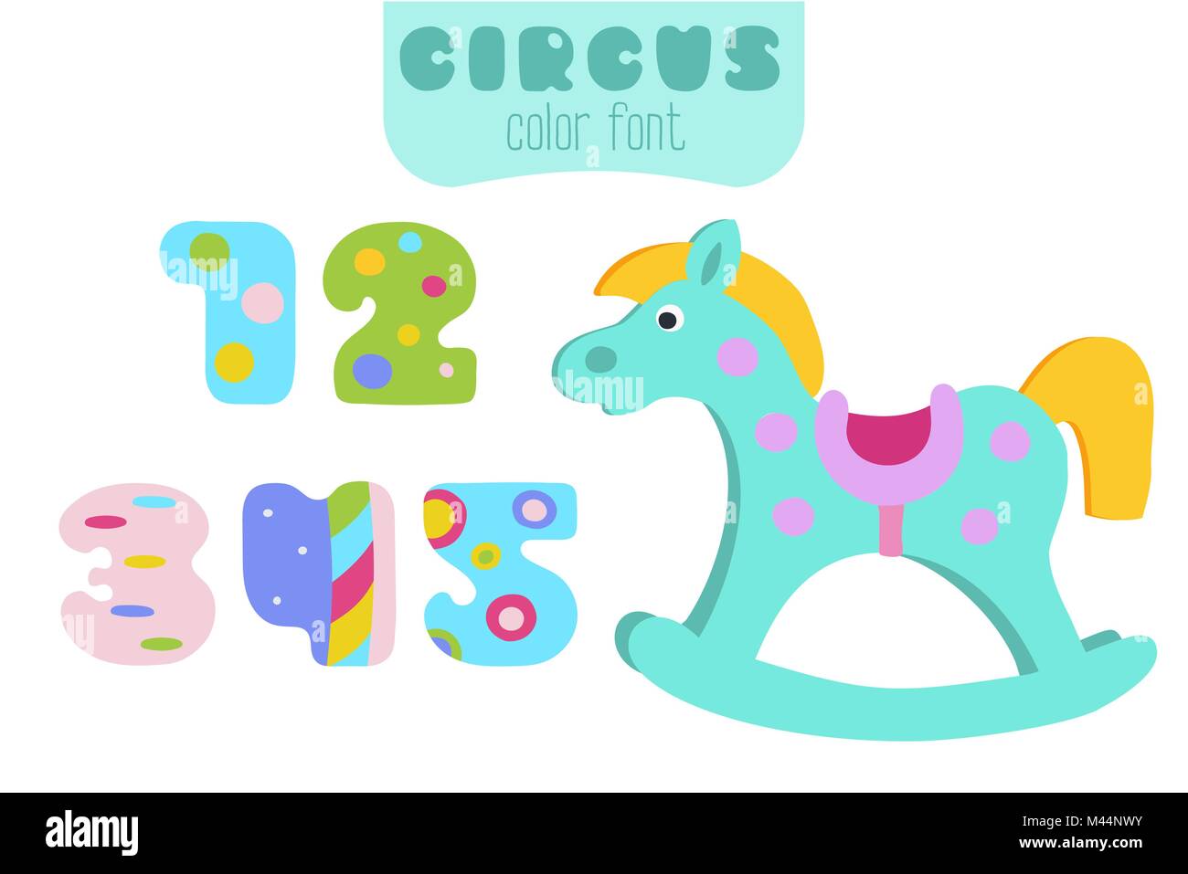 Funny cartoon style colorful vector numbers 1, 2, 3, 4, 5 set with ...