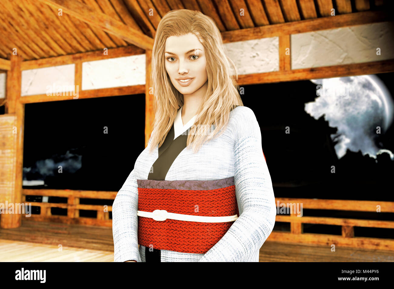 Woman caucasian geisha hi-res stock photography and images - Alamy