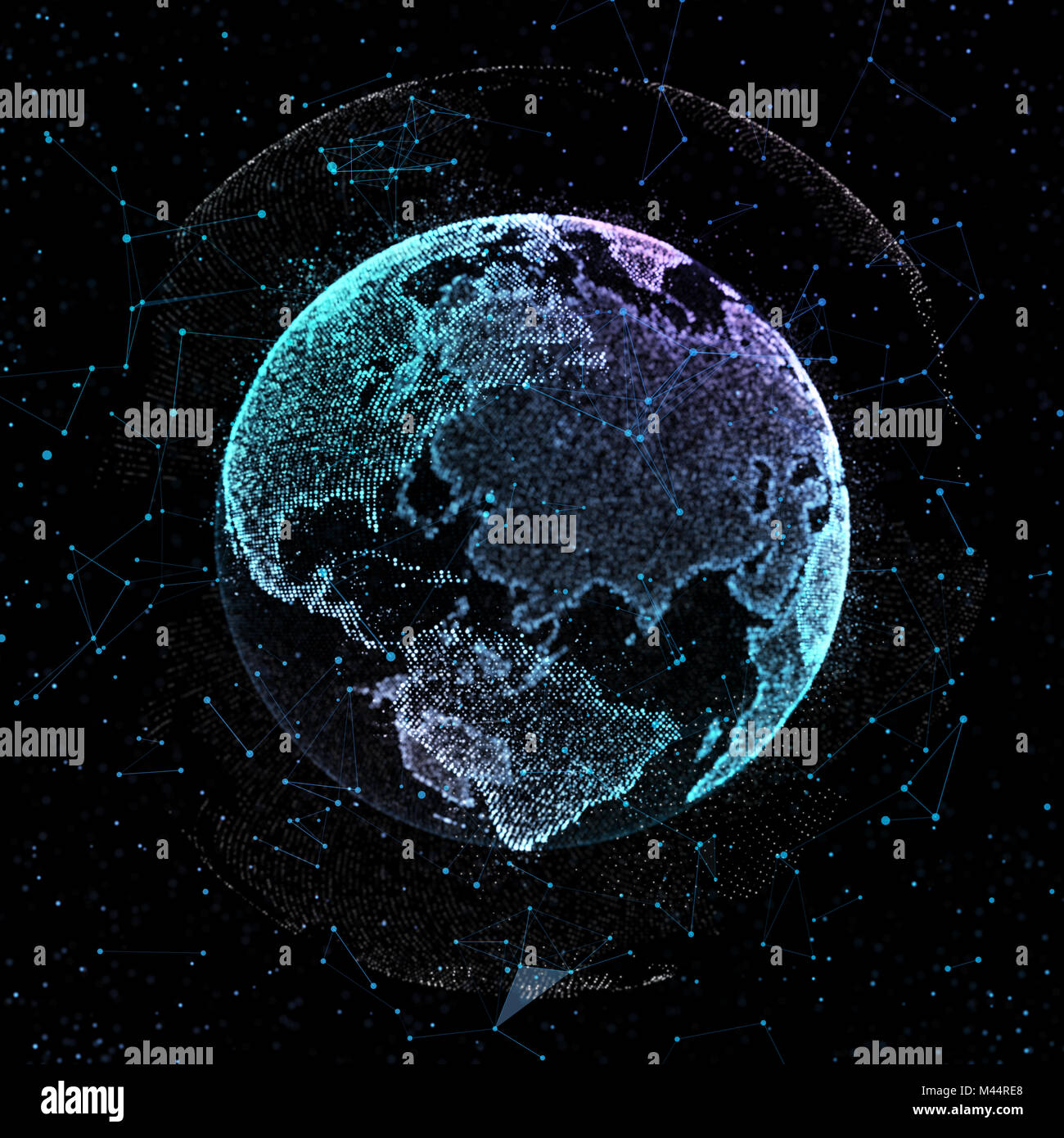 Communication in digital network. Earth Globe. 3d illustration Stock ...