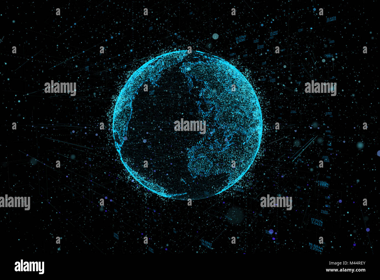 3d illustration of detailed virtual planet Earth. Technological digital ...