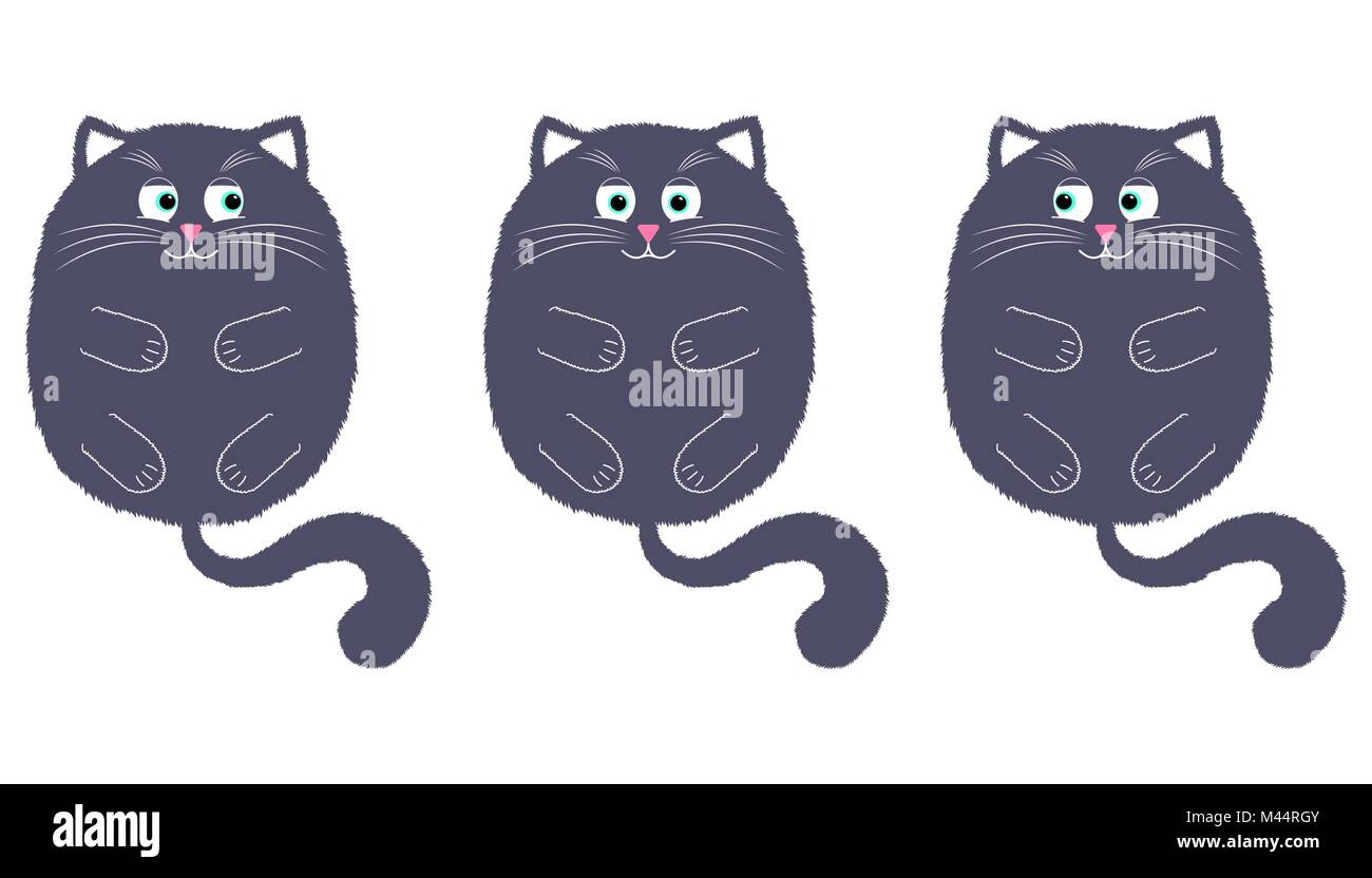 Vector Gray Cat in Cartoon Style. Funny Illustration of Gray Kitten ...
