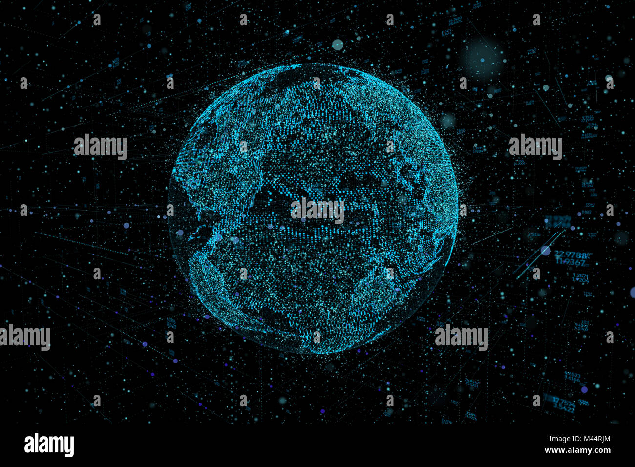 Point, line, surface composed of circular graphics, Global network ...