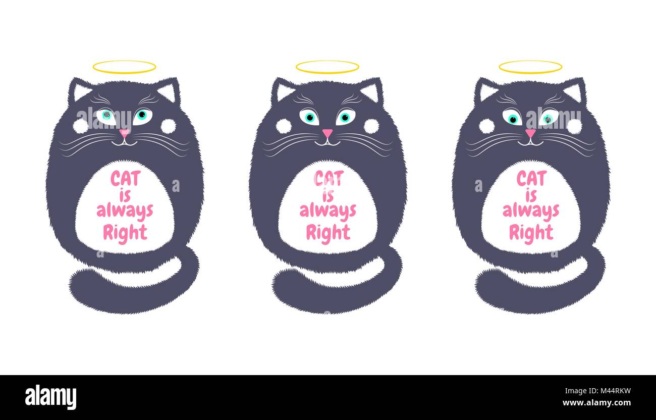 Vector Gray Cat in Cartoon Style. Funny Illustration of Sitting Gray ...