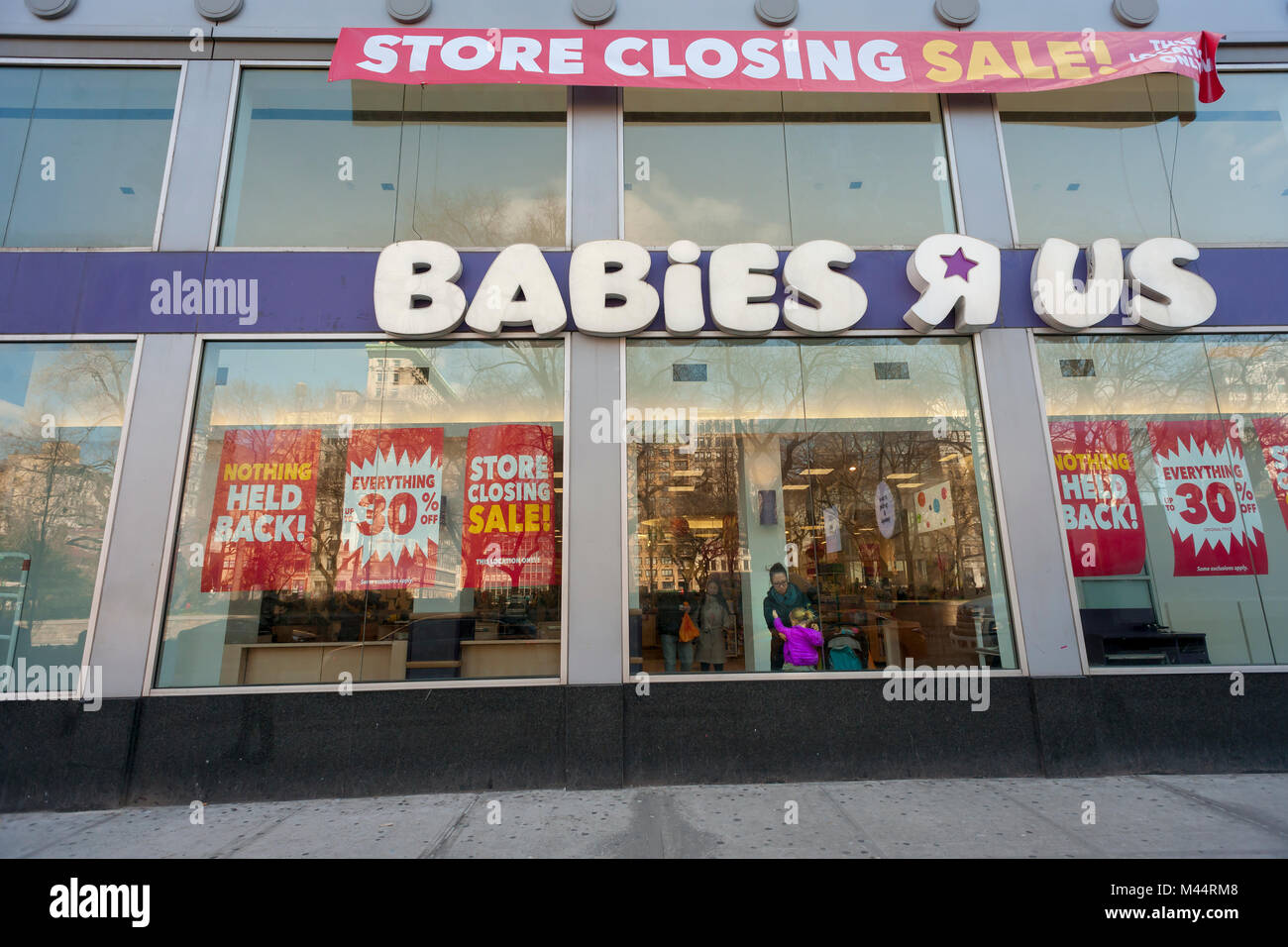 Signs on a soon to be closed Babies R Us store in the Union Square ...