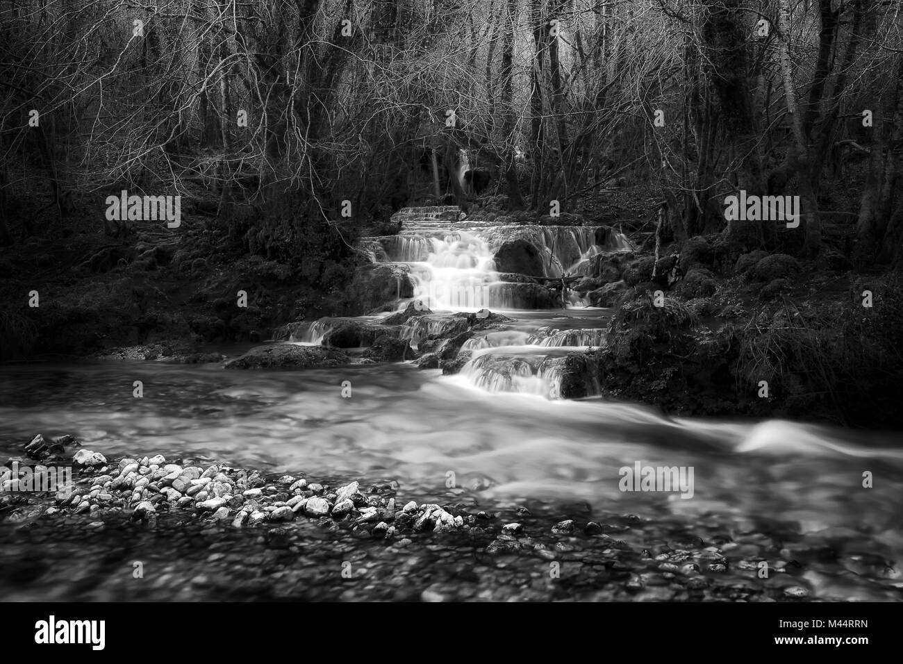 Waterfalls near the source of the river Aniene, in the municipality of ...